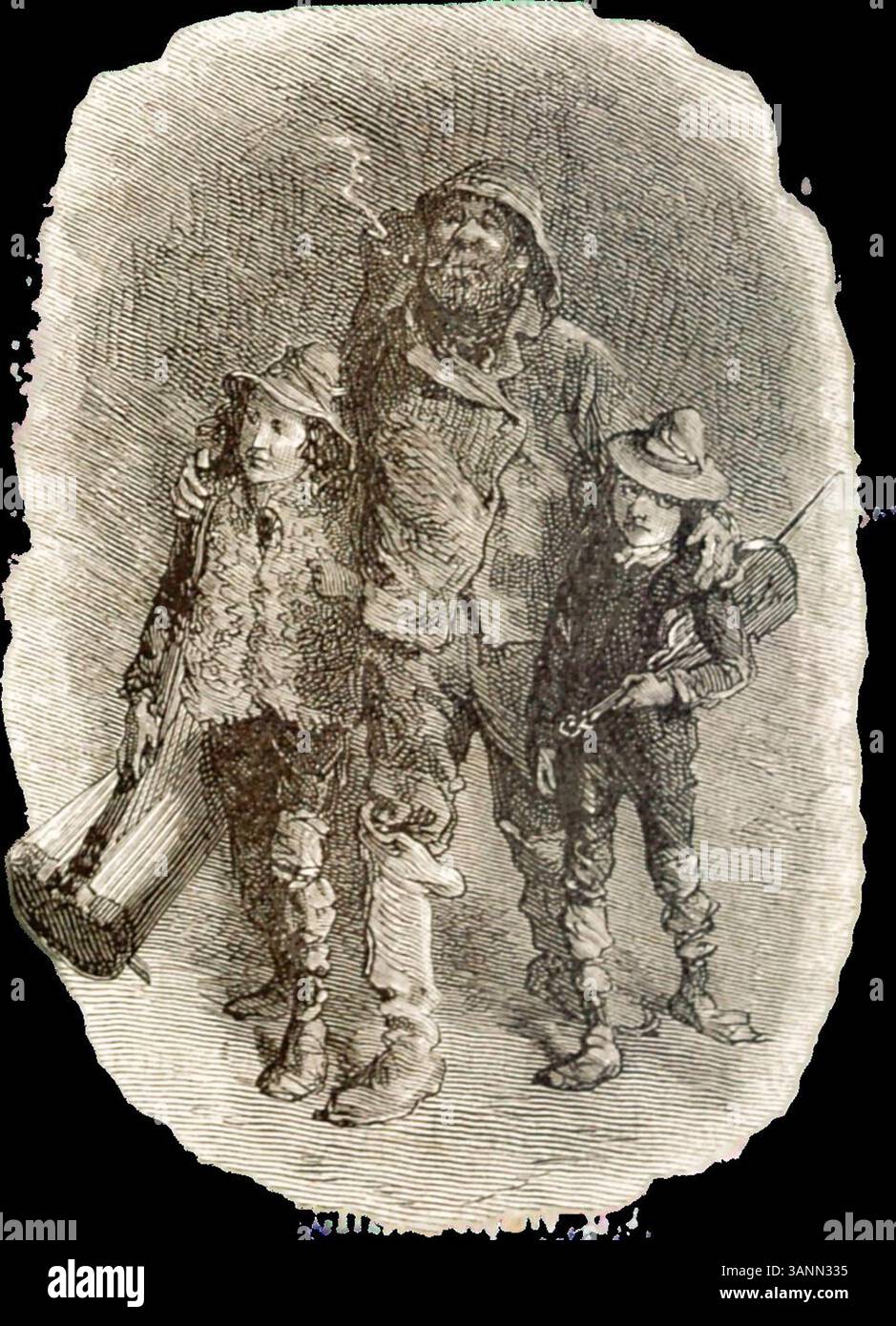 A woodcut print from Sans famille by Hector Malot, depicting Rémi and ...