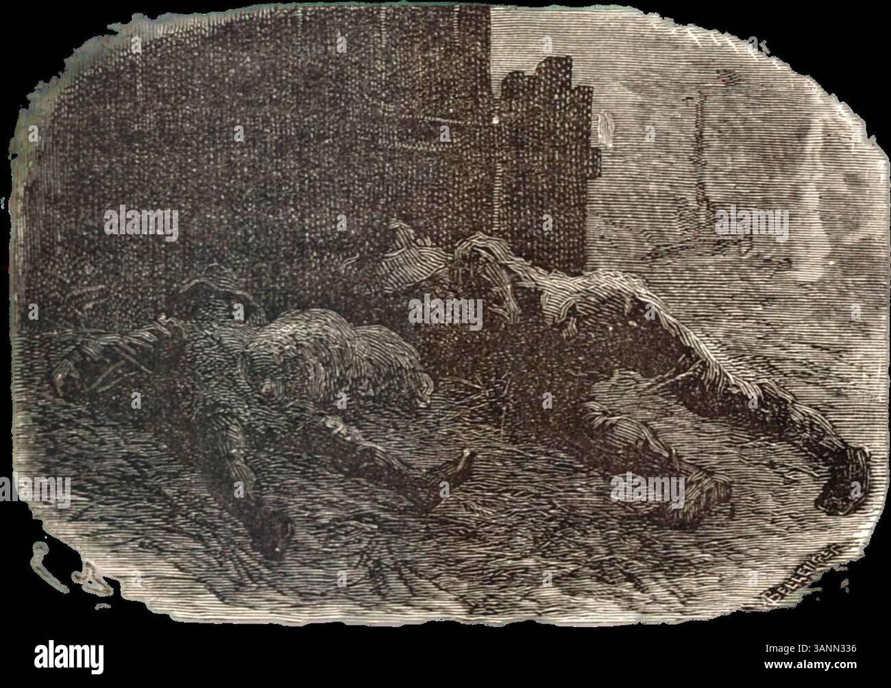 This 1880 woodcut print by Clément Bellenger illustrates the death of ...