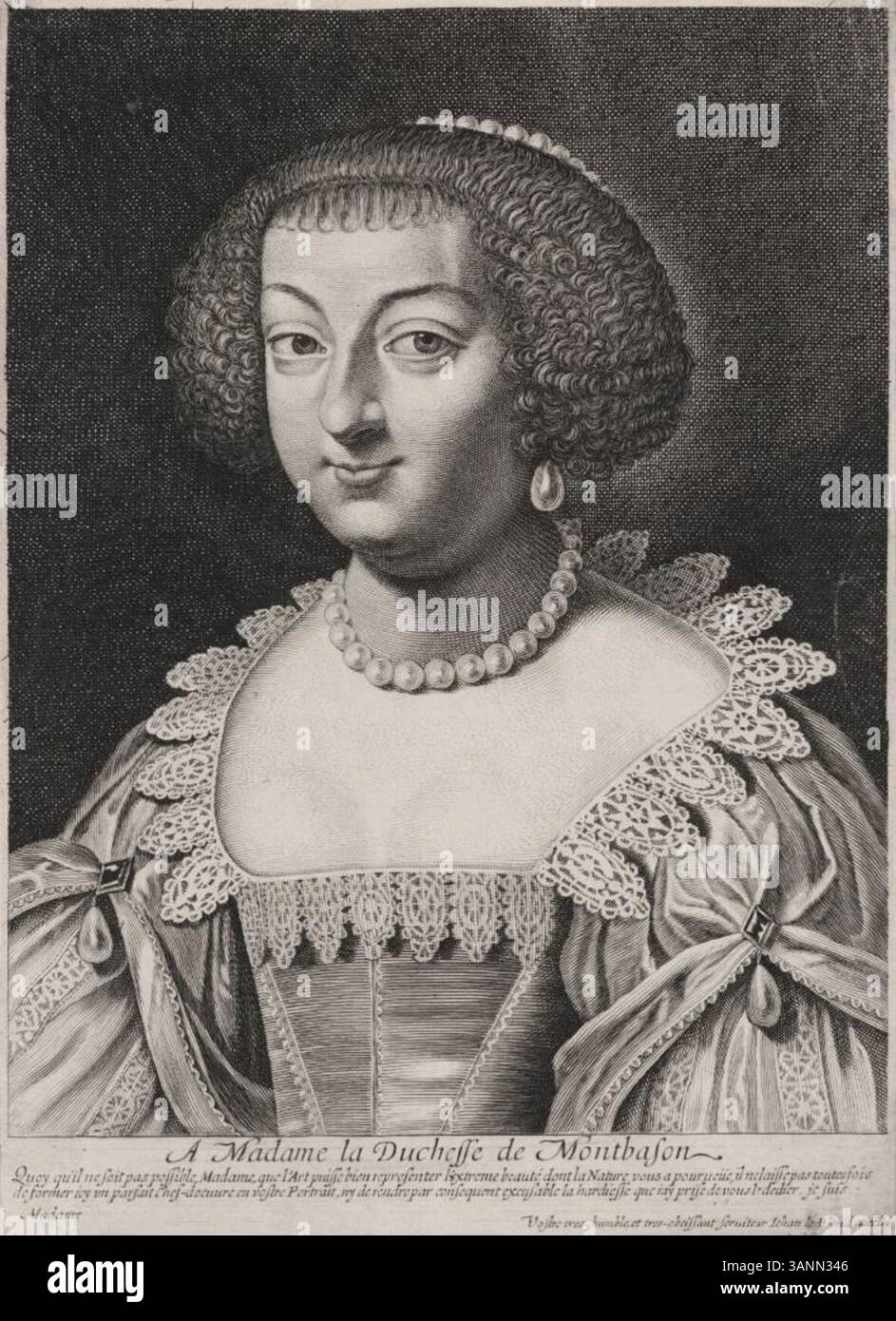 This engraving from circa 1628-1657 portrays Marie de Bretagne, Duchess ...