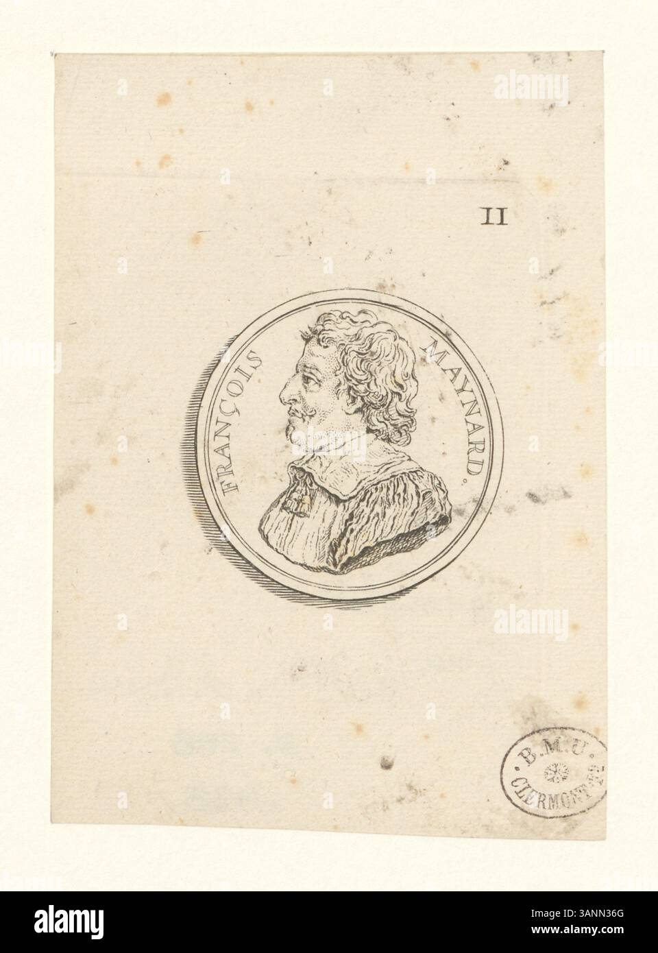 Intaglio print from the Boyer collection depicting François Maynard, a ...