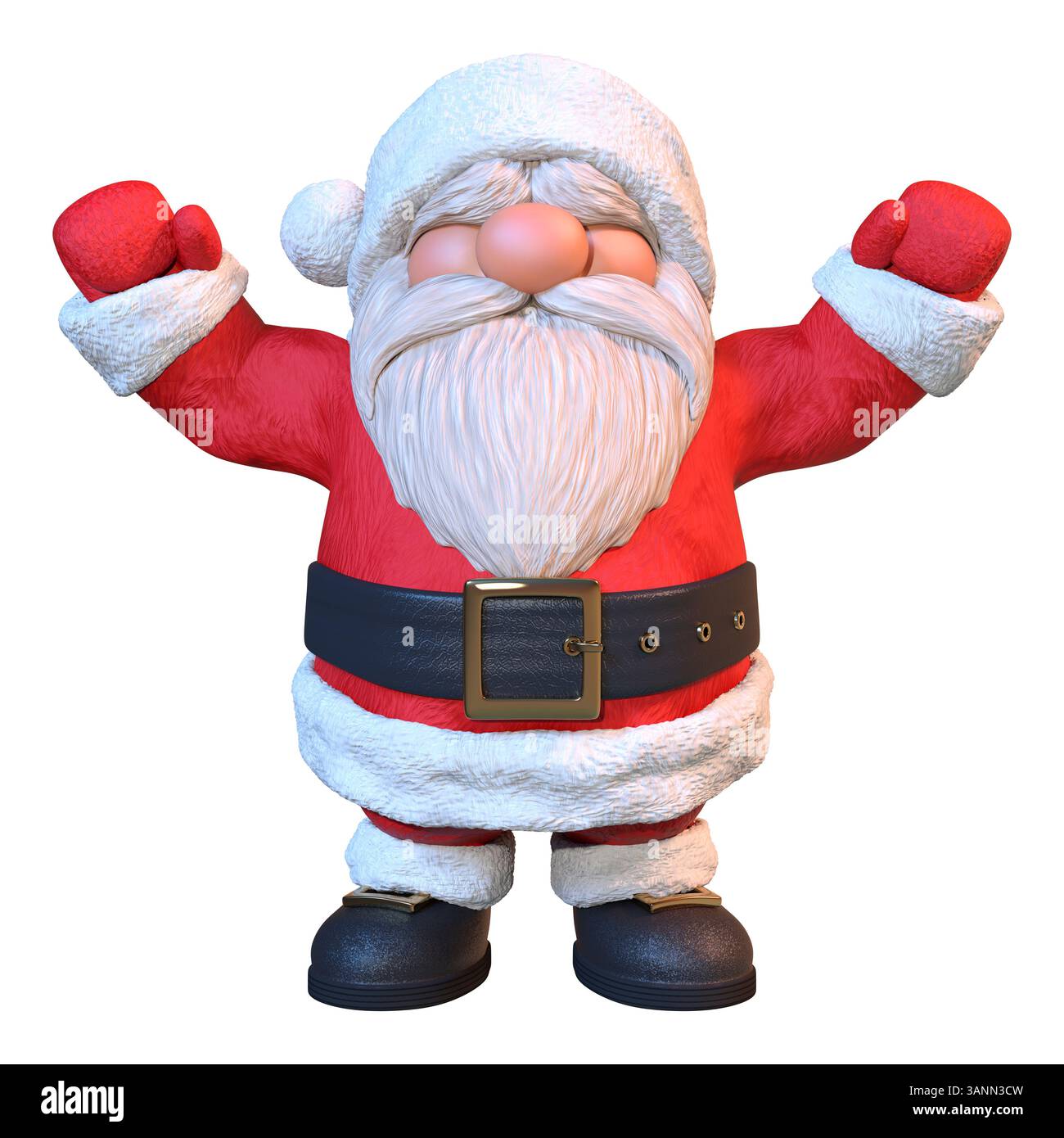 3D rendering of a cartoon Santa isolated on white background Stock ...