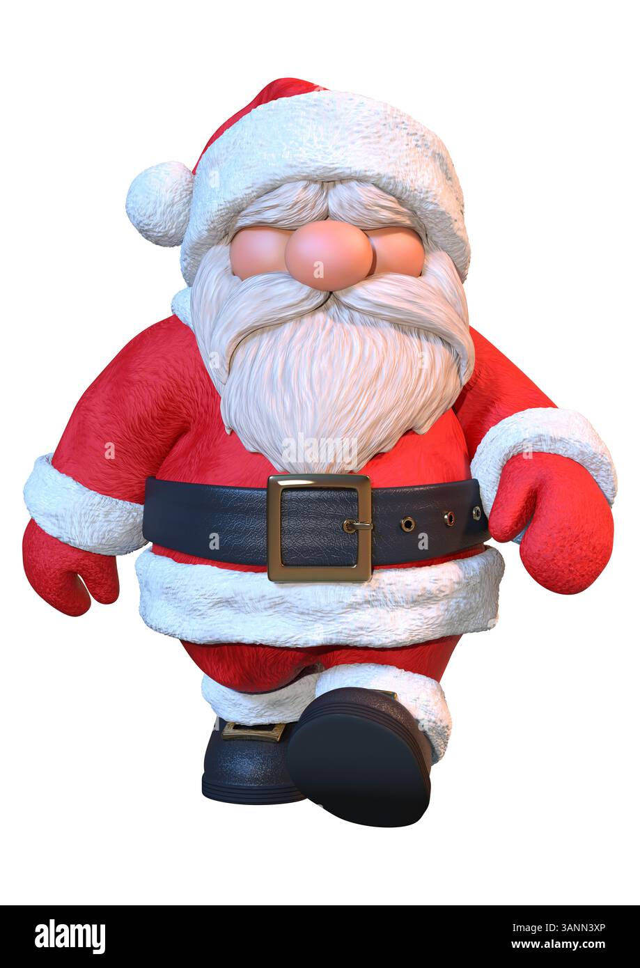 3D rendering of a cartoon Santa isolated on white background Stock ...