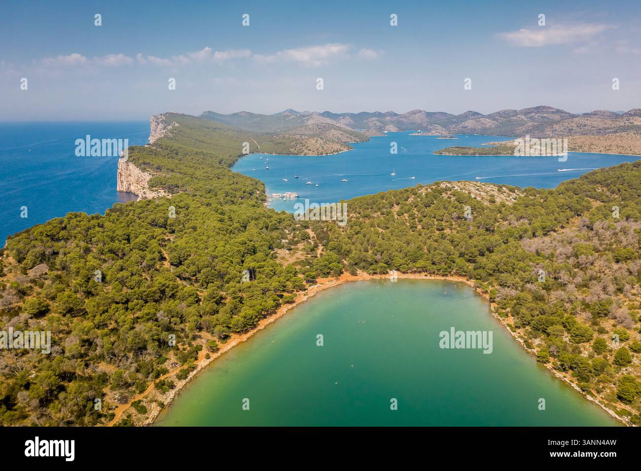 Aerial view of National park Telascica and salt lake Mir, Croatia Stock ...