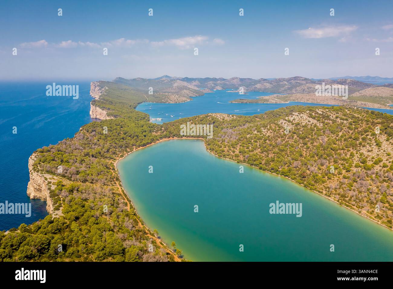 Aerial view of National park Telascica and salt lake Mir, Croatia Stock ...