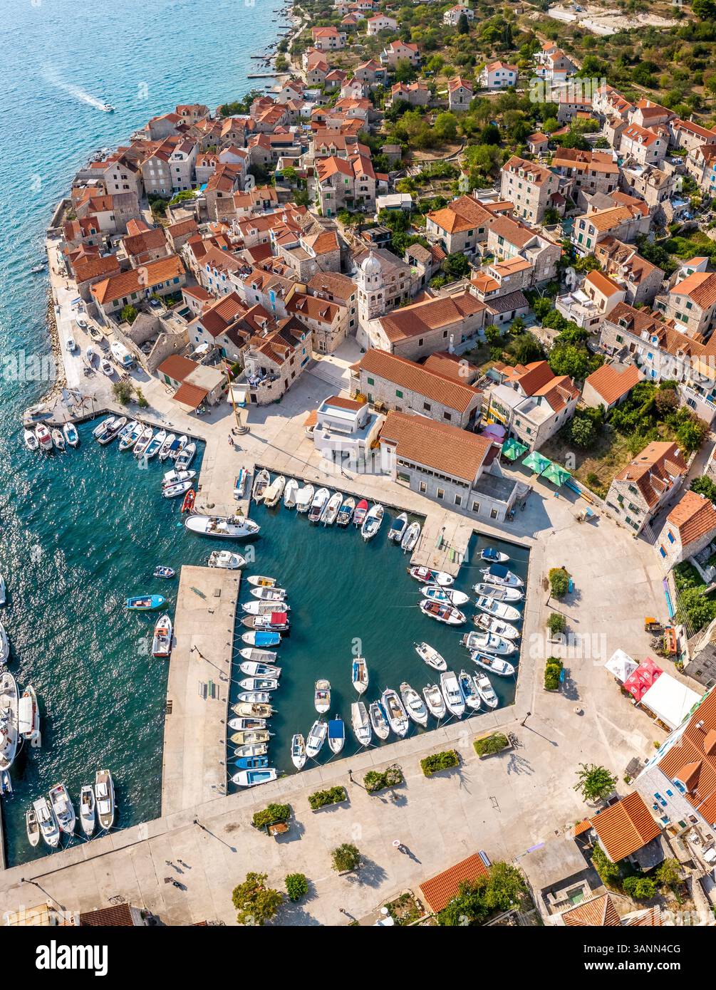 Aerial view of small harbour on the island of Prvic, Croatia Stock ...