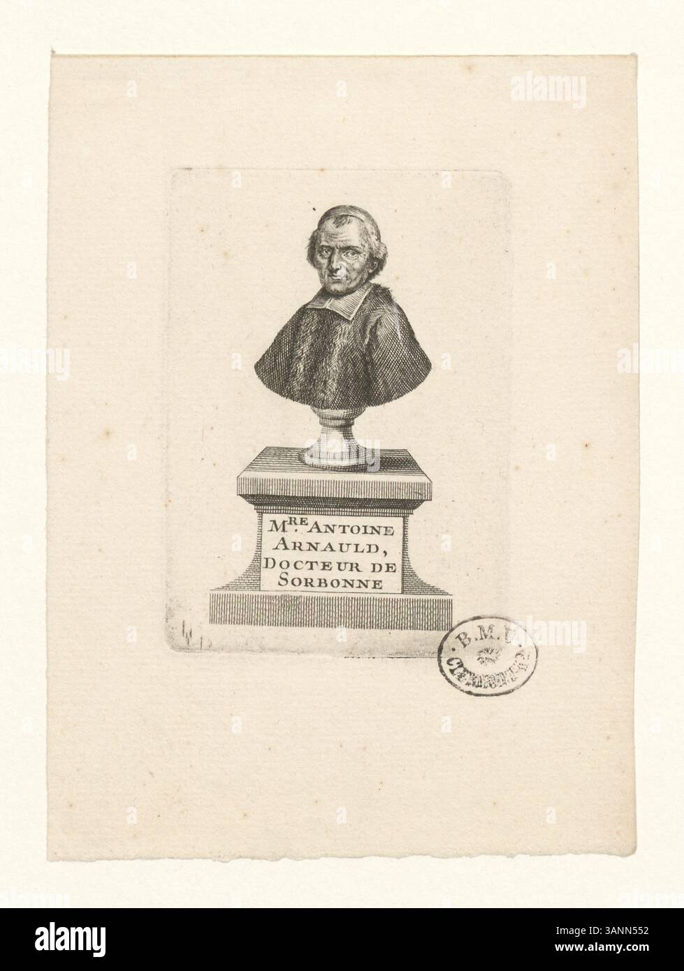 This print by Jean Baptiste de Champaigne features Antoine Arnauld, a ...