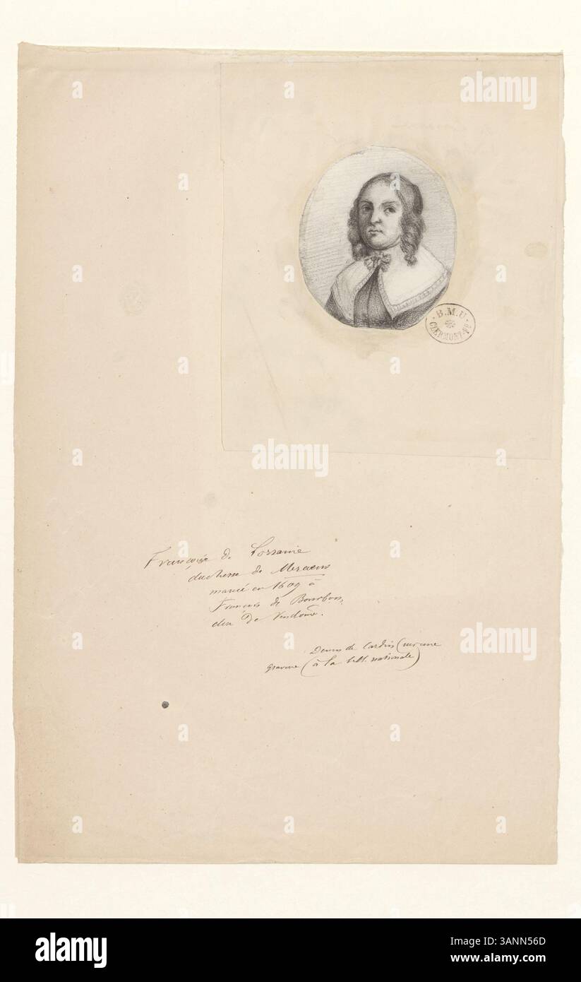 This drawing from 1806 depicts Françoise de Lorraine, Duchess of ...