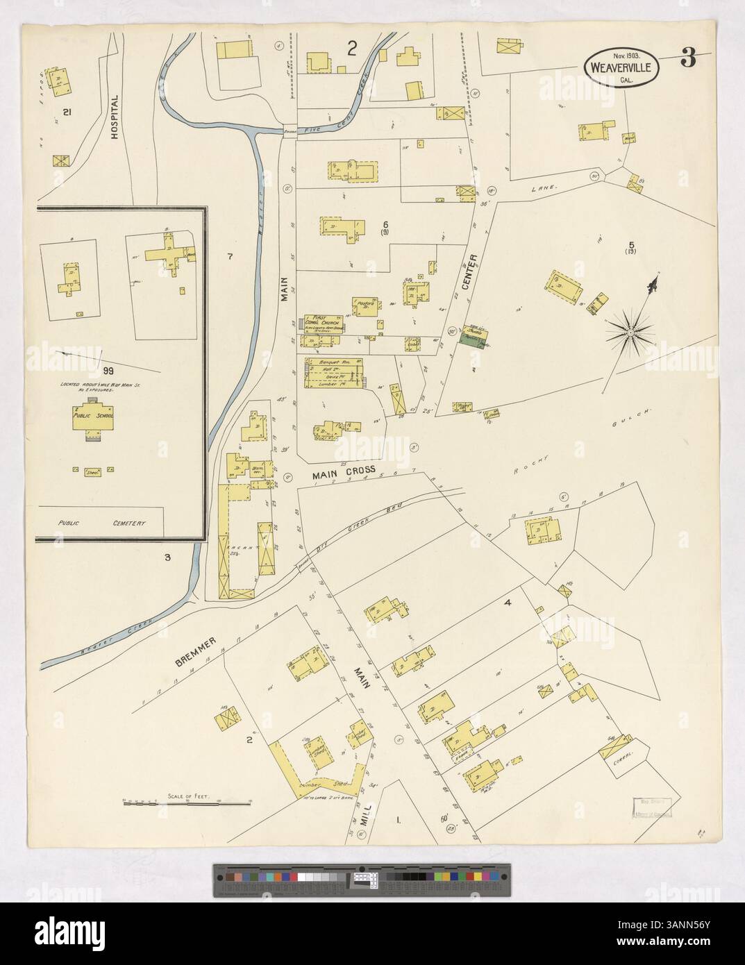 This 1903 Sanborn Fire Insurance map of Weaverville, California, shows ...