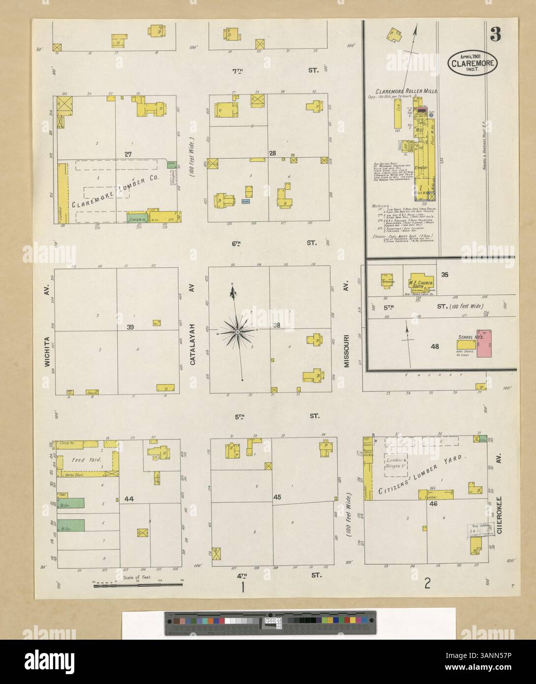 Sanborn Fire Insurance Map, April 1901, of Claremore, Rogers County ...