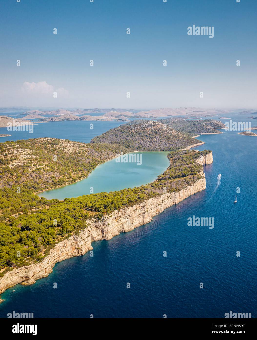 Aerial view of National park Telascica and salt lake Mir, Croatia Stock ...
