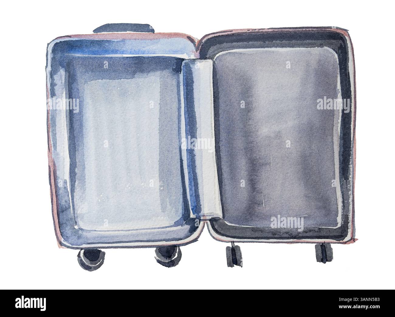 Open suitcase illustration isolated on white. Watercolor hand painted ...
