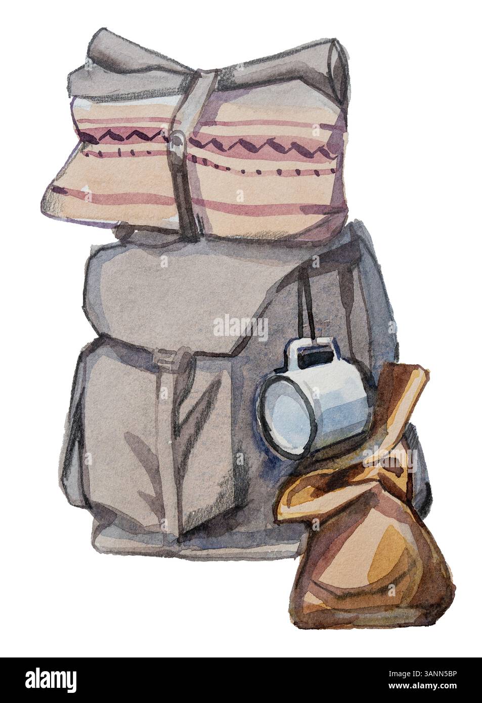Watercolor hand painted backpack illustration isolated on white ...
