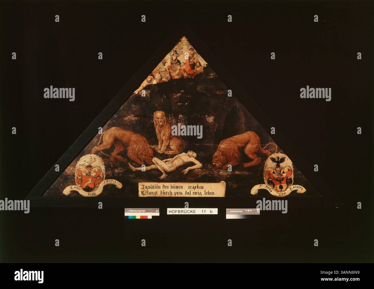 The painting depicts Ignatius of Antioch in the lion’s den, emphasizing ...