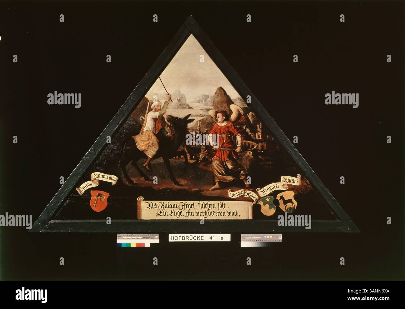 This painting depicts Balaam and his donkey, a biblical story where an ...