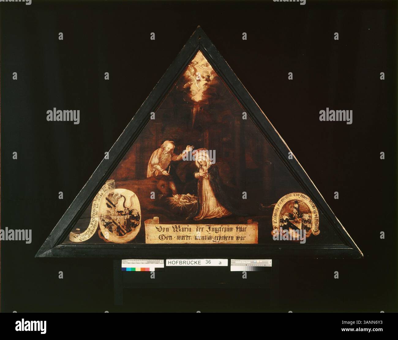 This painting represents the birth of Jesus Christ, the Nativity, in ...