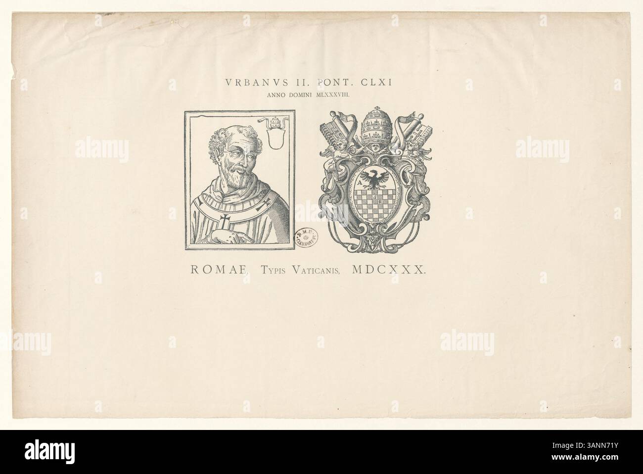 Photomechanical print depicting Pope Urban II, the 11th-century pontiff ...