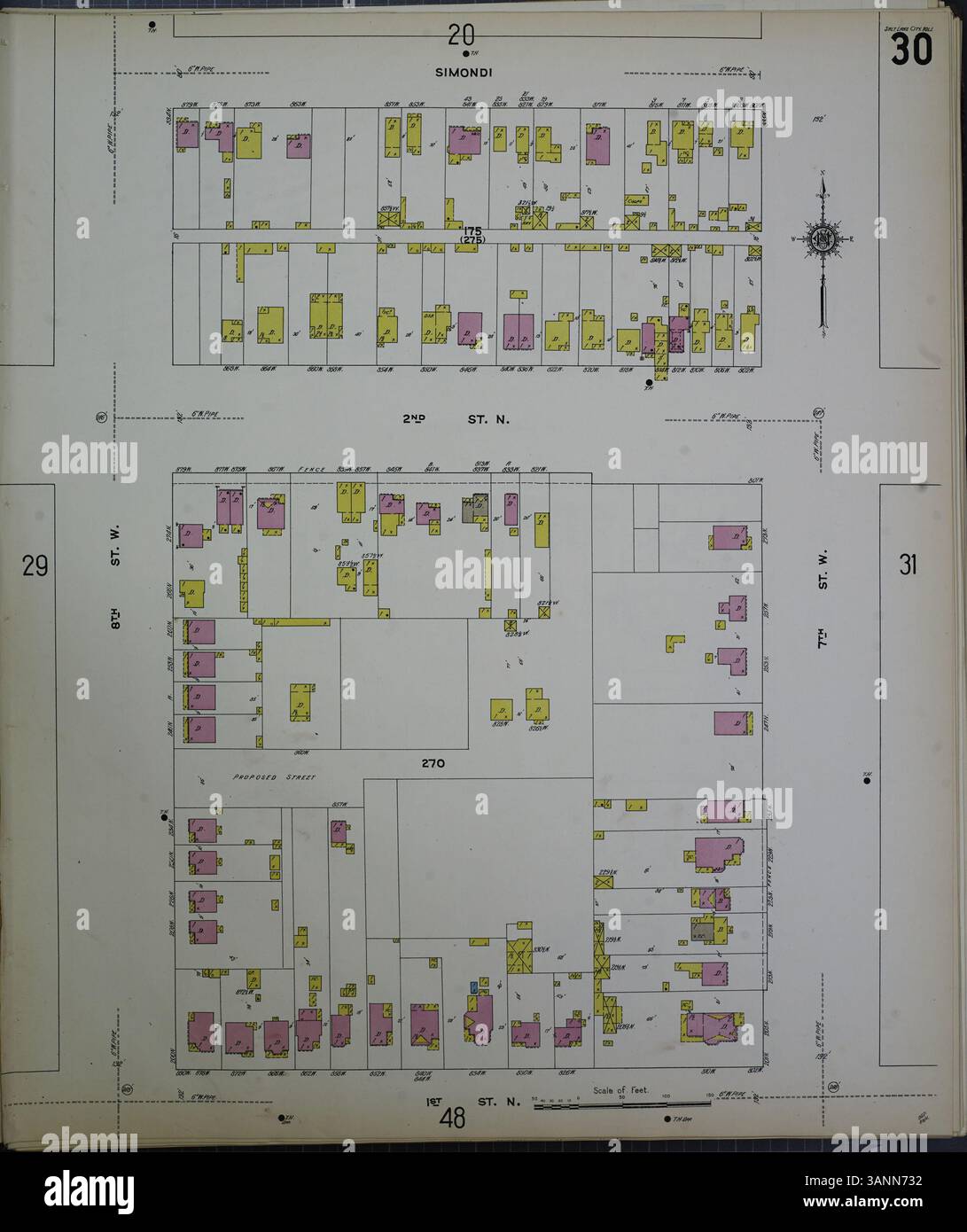 This 1911 Sanborn Fire Insurance Map of Salt Lake City, Utah, outlines ...