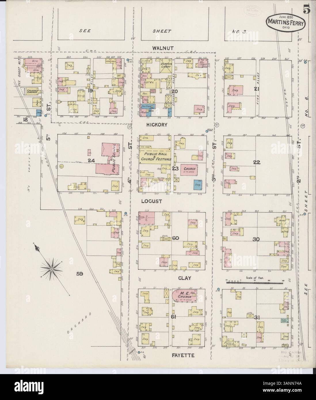 This June 1890 Sanborn Fire Insurance Map of Martins Ferry, Ohio ...