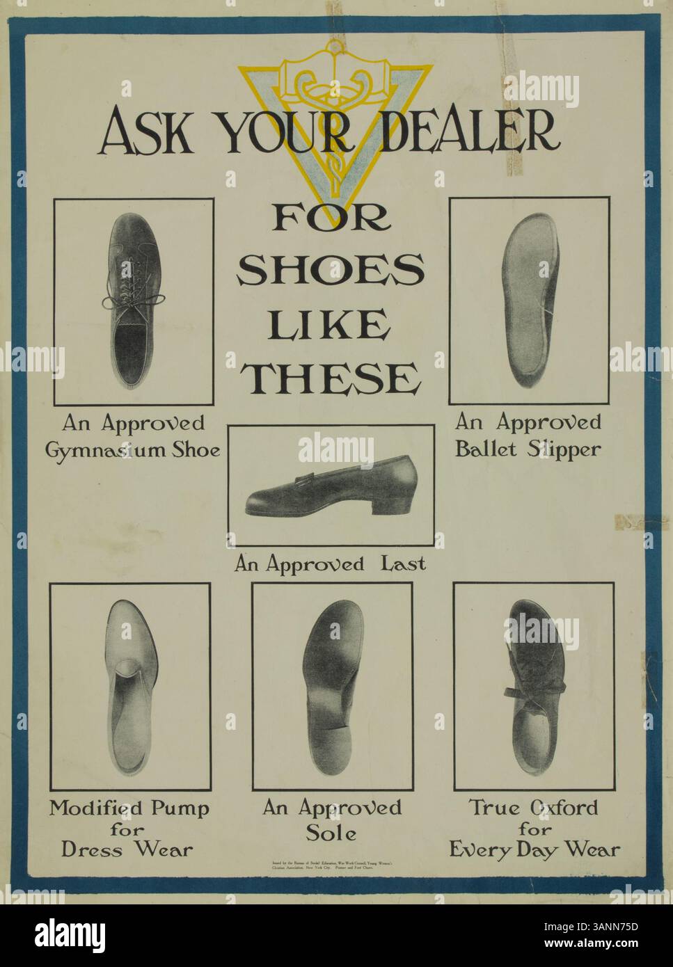 A poster from 1917–1918 titled 'Ask Your Dealer For Shoes Like These ...