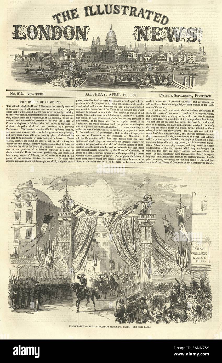 London Illustrated News, Inauguration of the Boulevard de Sébastopol ...