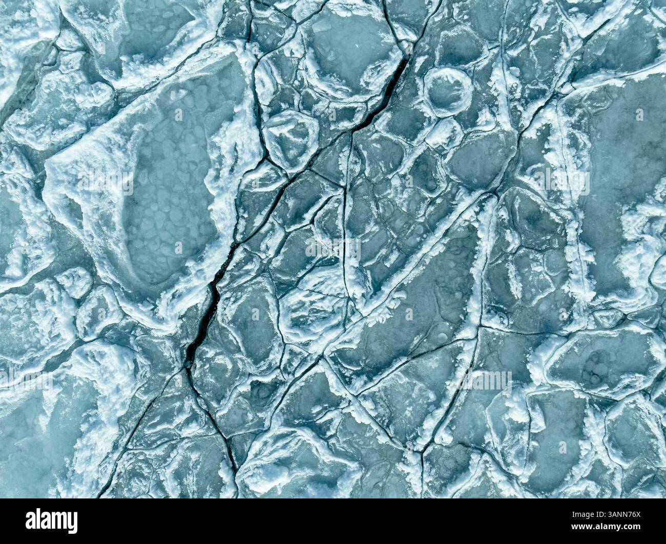 Aerial view of Kleifarvatn frozen lake in Grindavík, Southern Peninsula ...