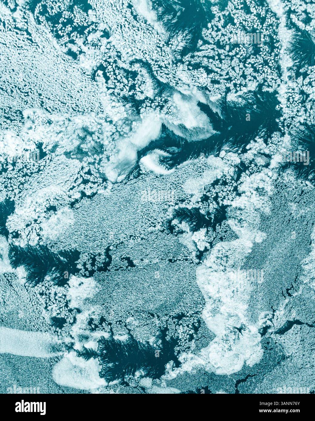 Aerial view of Kleifarvatn frozen lake in Grindavík, Southern Peninsula ...