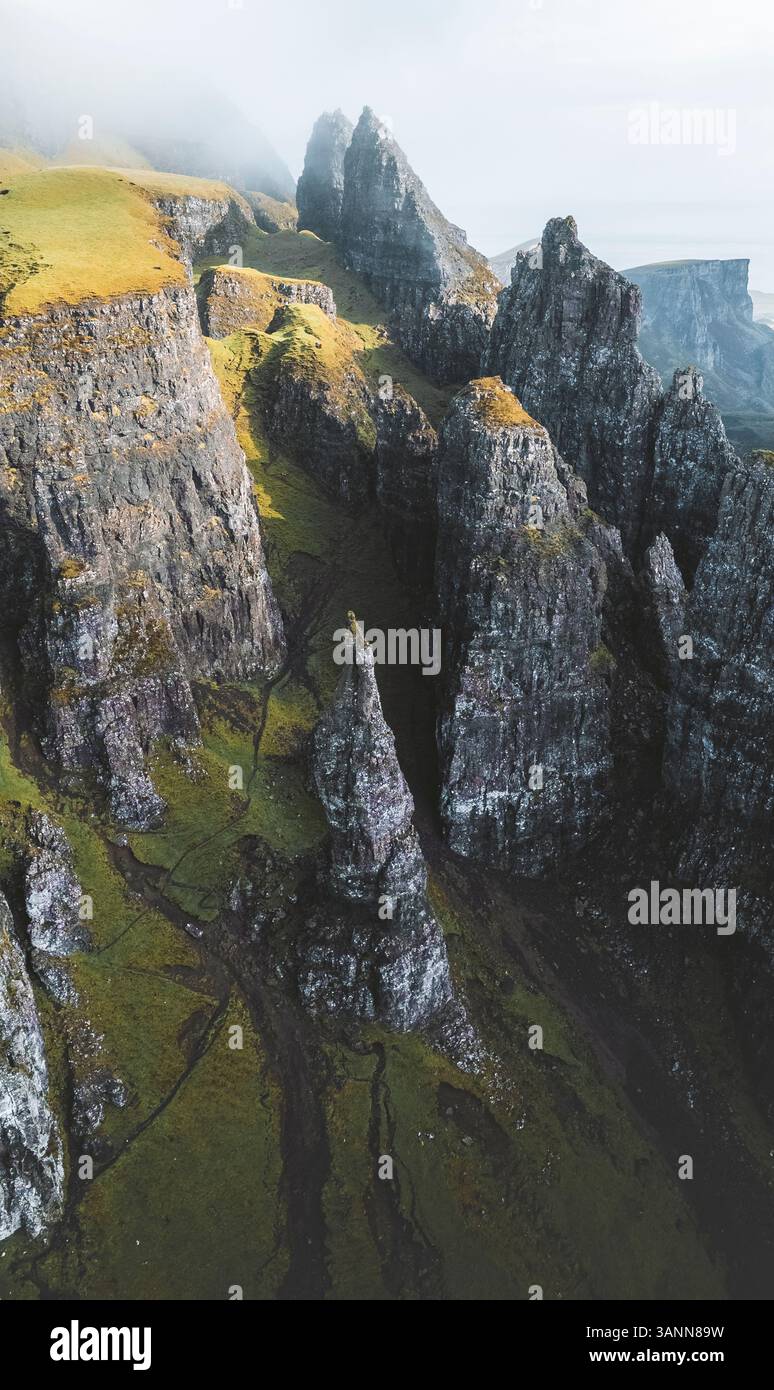 Aerial view of the rugged cliffs and majestic rock formations of The ...