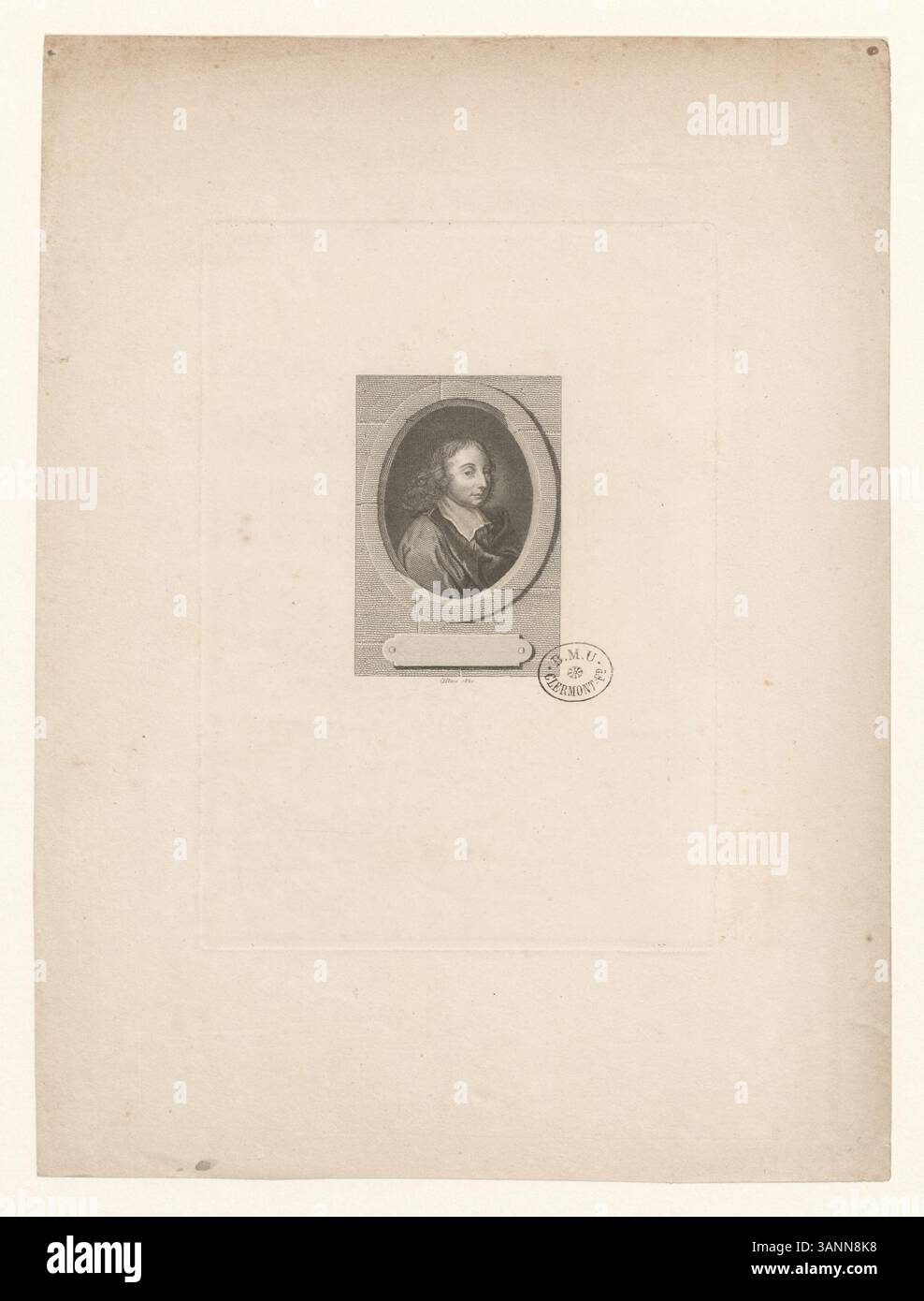 This intaglio print from the Boyer collection depicts Blaise Pascal ...
