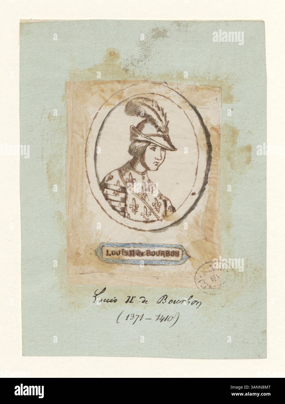 A drawing from the Boyer collection depicting Louis II de Bourbon, a ...