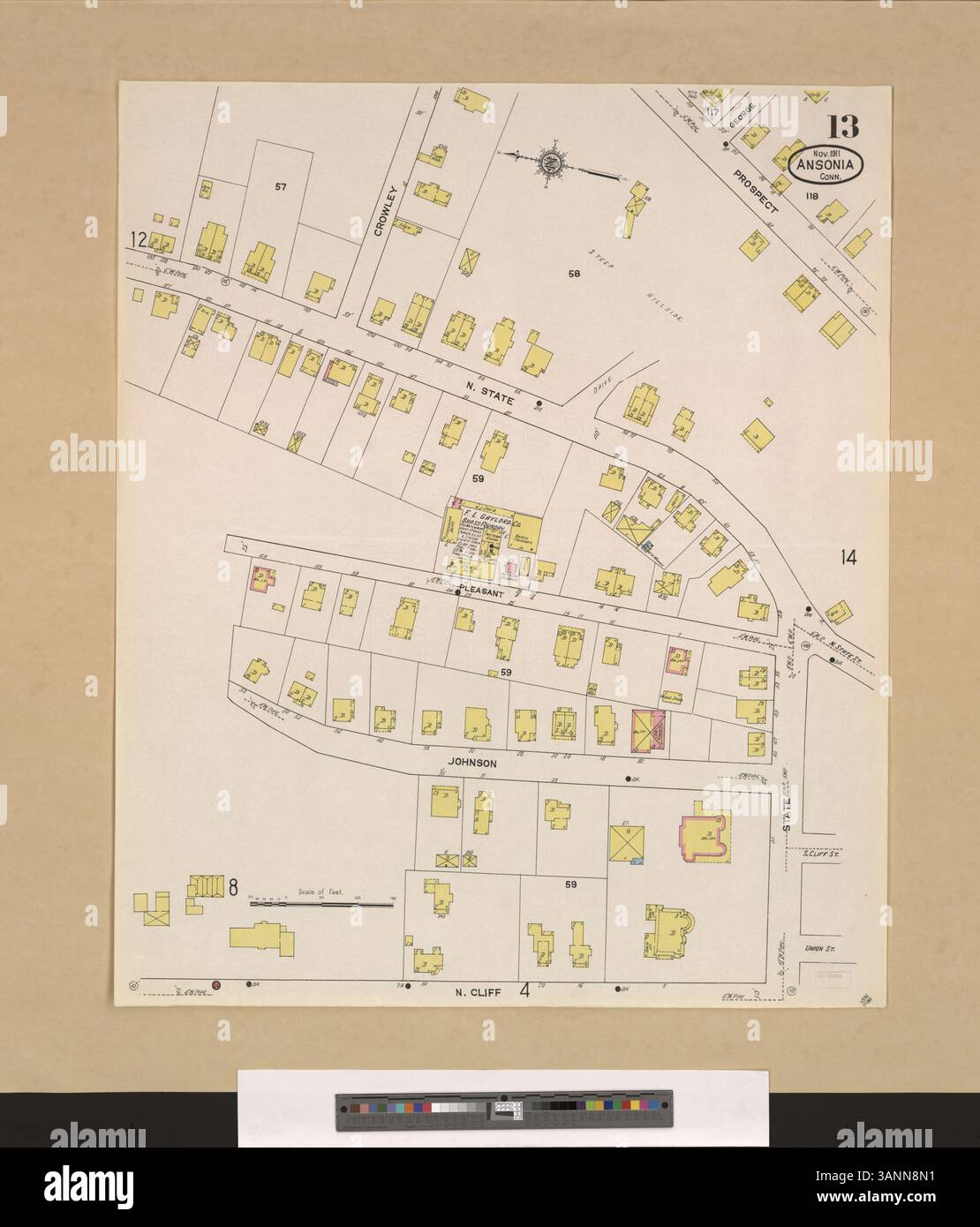 This Sanborn Fire Insurance Map from November 1911 of Ansonia, New ...