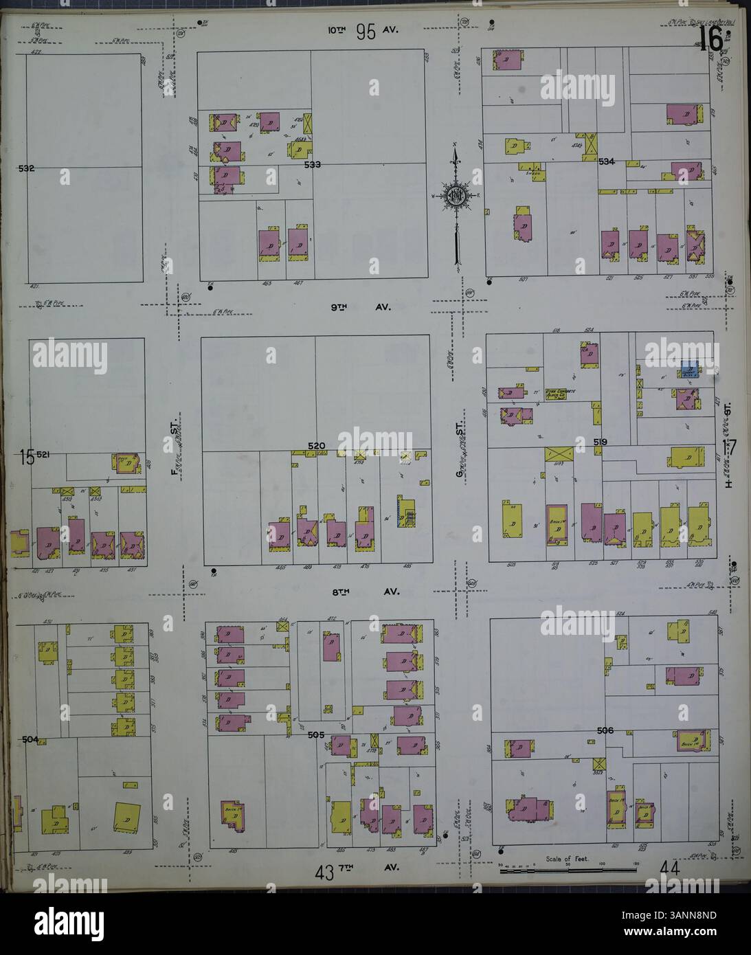 This 1911 Sanborn Fire Insurance Map details the congested district of ...