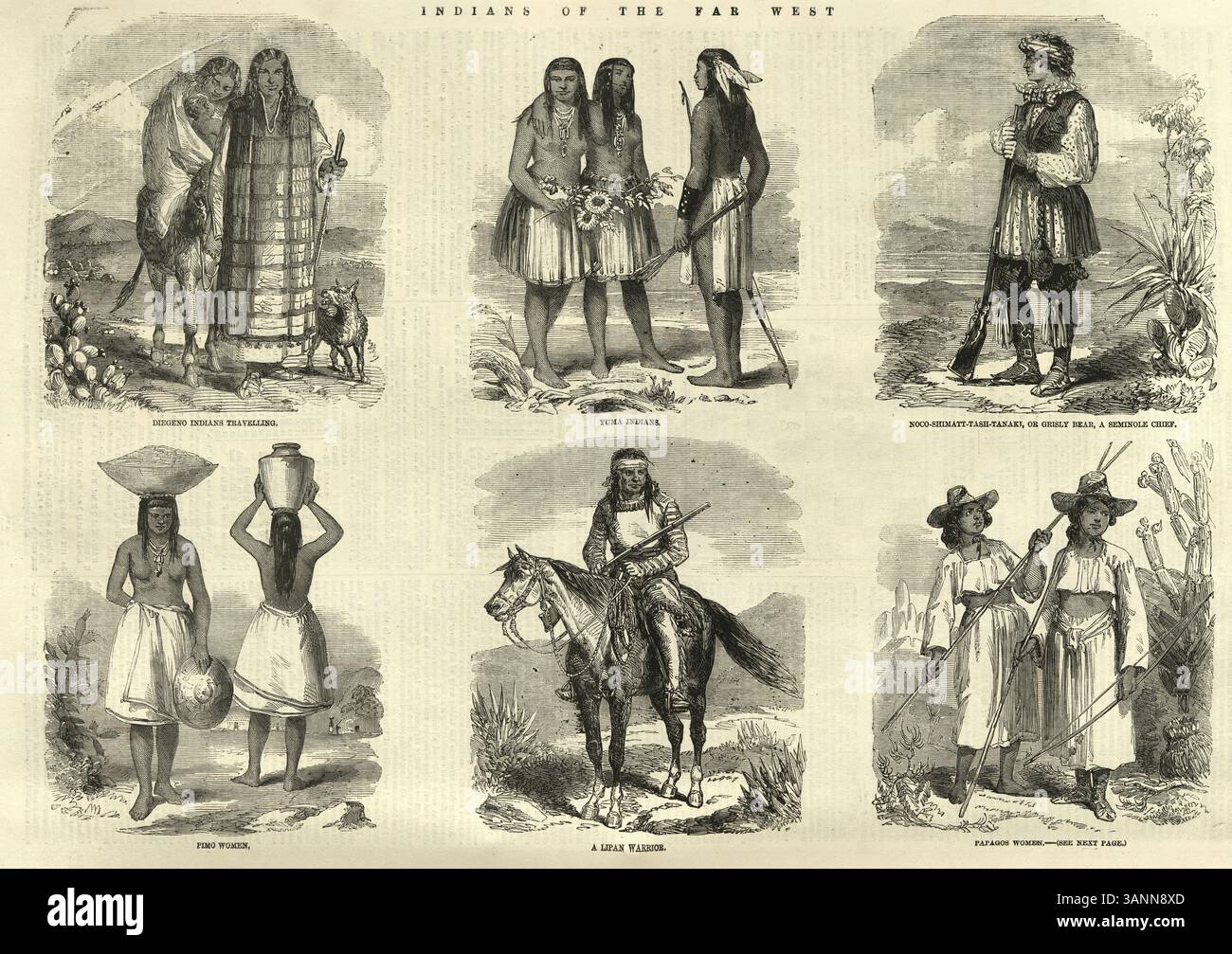 Vintage illustration of Native Americans of the Far West, Victorian ...