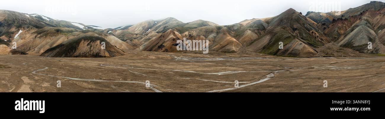 Aerial panoramic view of volcanic icelandic landscape, Iceland Stock ...