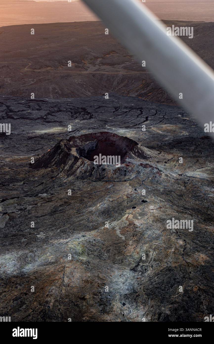 Aerial view of Litli-Hrutur (Little Ram) Volcano on Fagradalsfjall ...