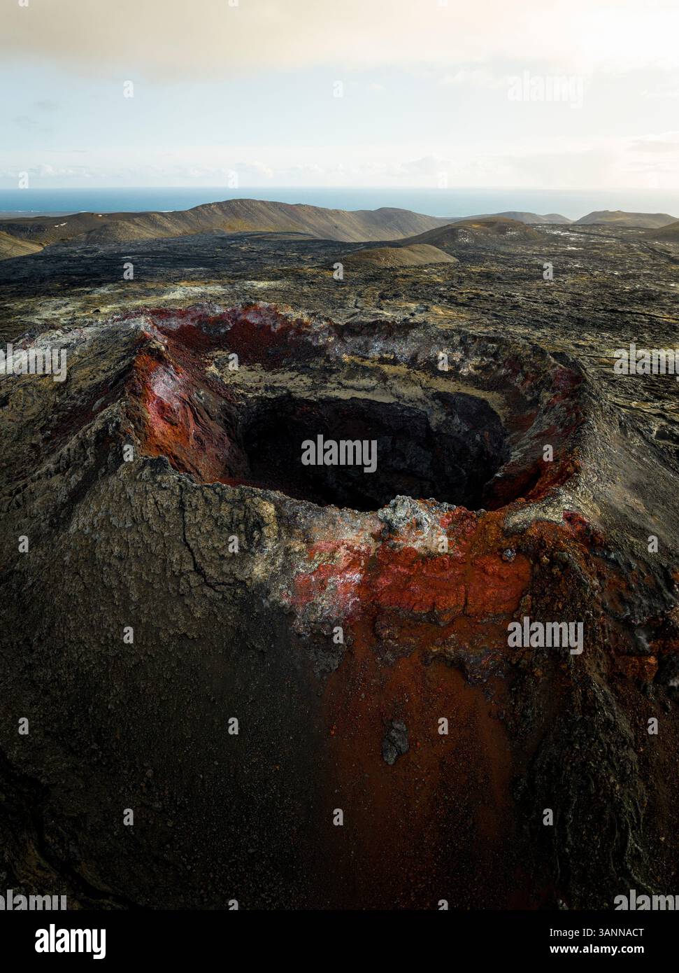 Aerial view of Geldingadalir Volcano crater, Grindavík, Southern ...