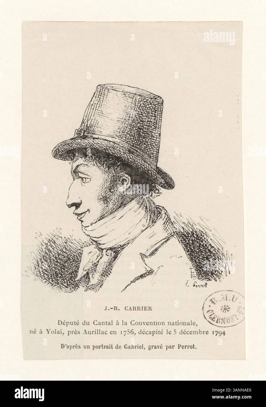 This wood engraving represents Jean-Baptiste Carrier, a deputy from ...