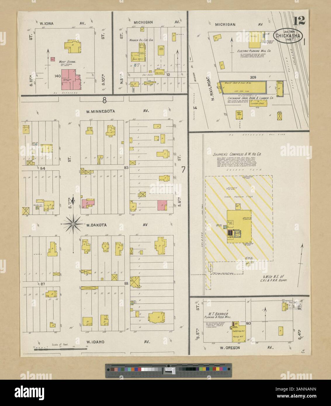 The 1904 Sanborn map shows detailed sections of Chickasha, Oklahoma, including building layouts ...
