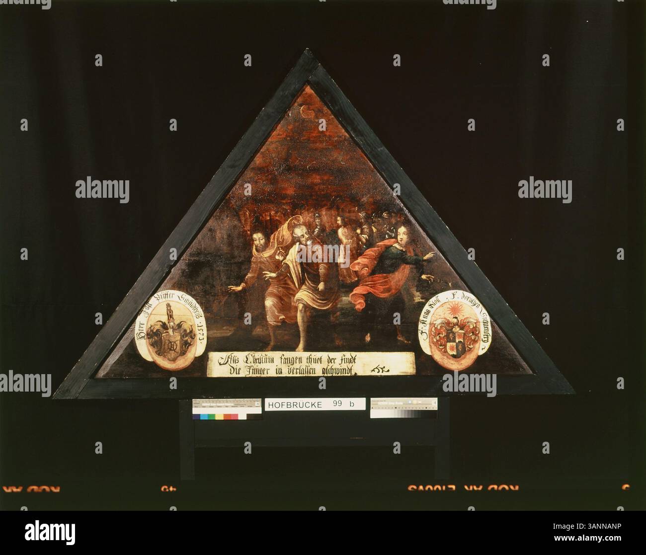 This artwork depicts the moment when Jesus' disciples flee following ...