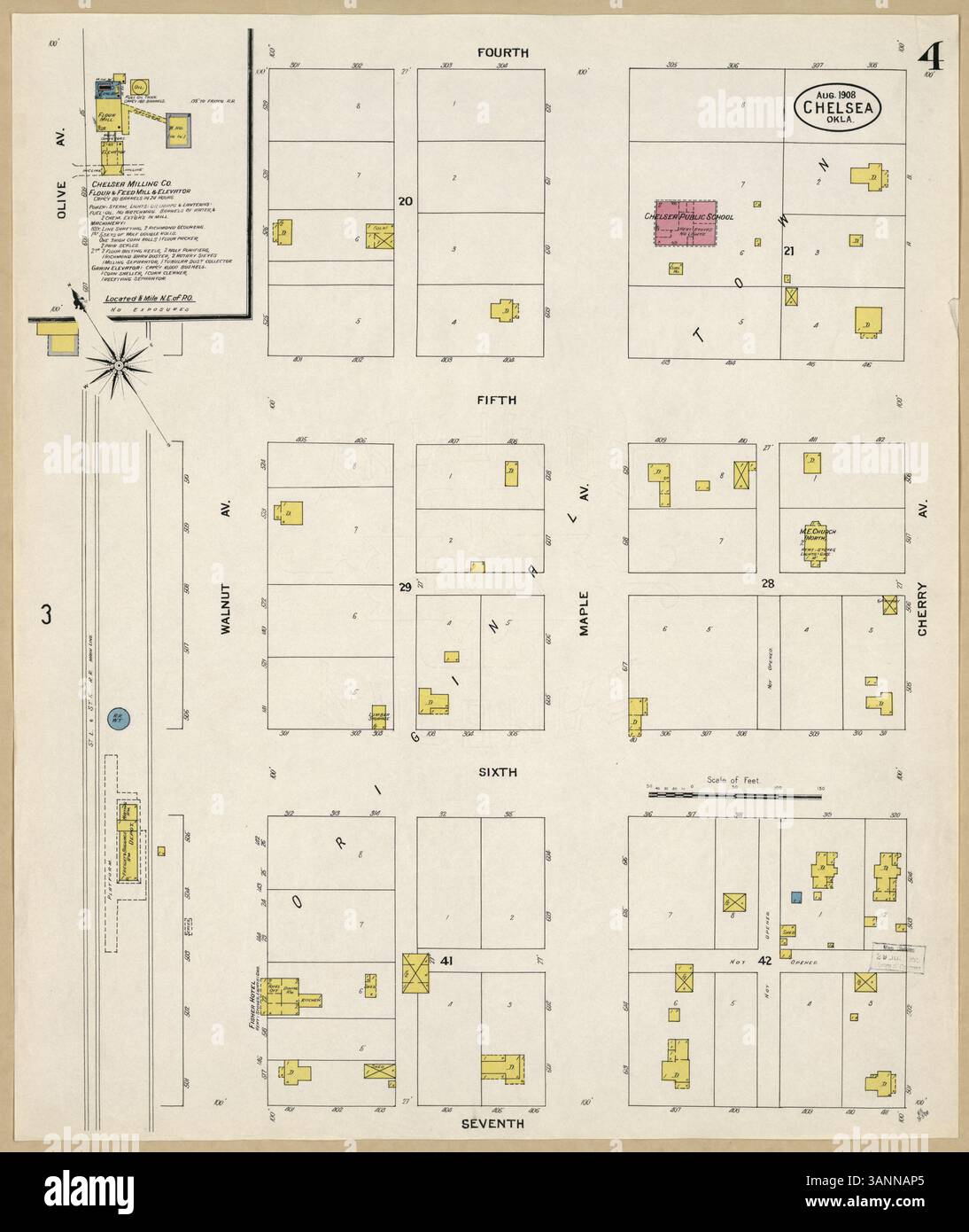 This 1908 Sanborn Fire Insurance Map from Chelsea, Rogers County, Oklahoma, provides a detailed ...