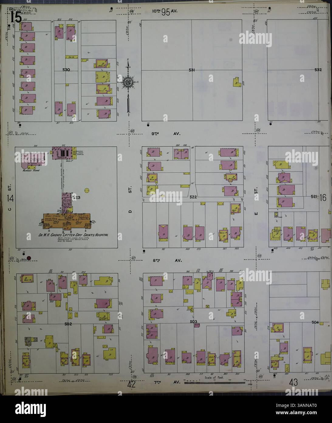 This 1911 Sanborn Fire Insurance map shows the congested district of ...