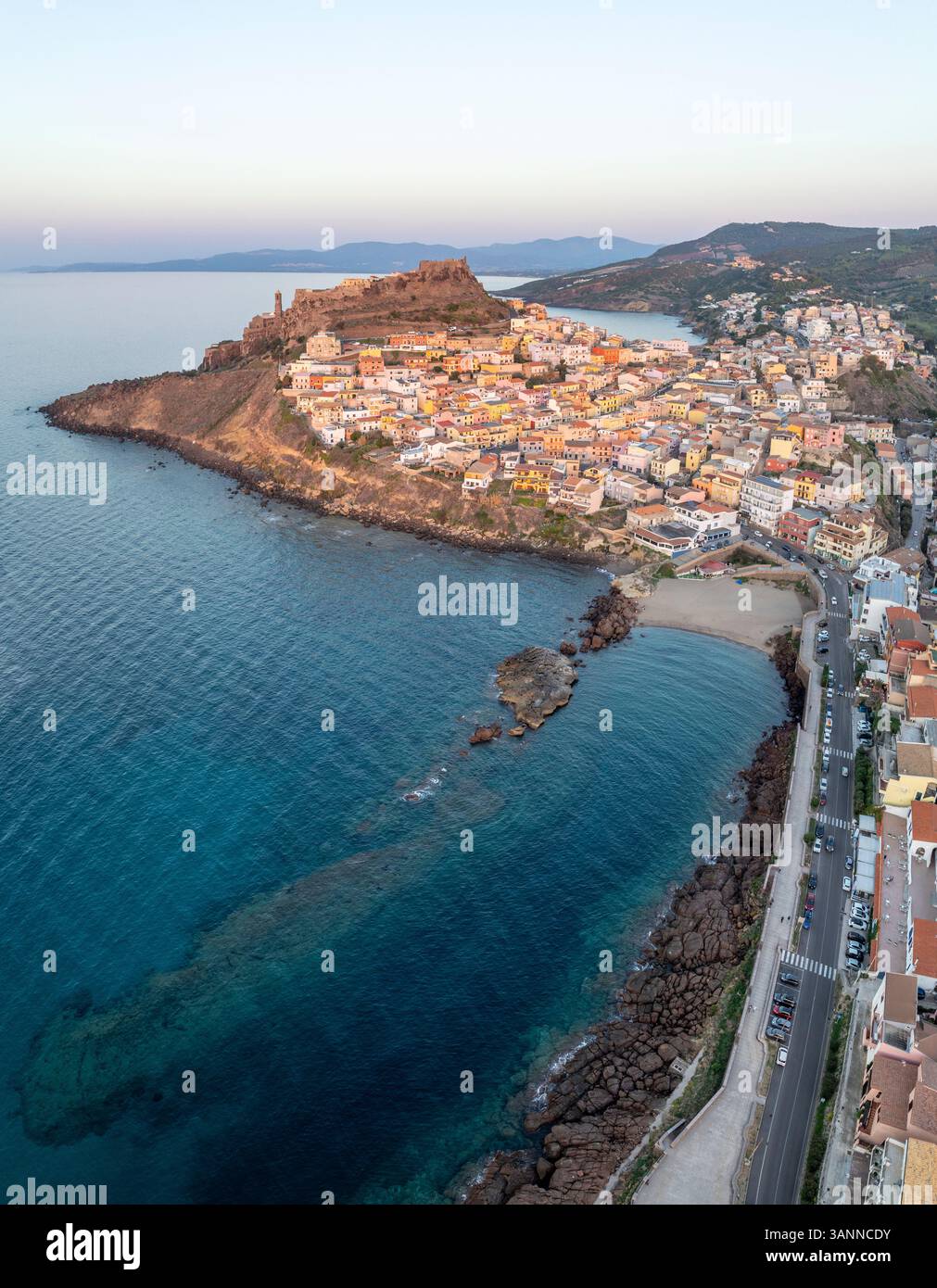 Aerial view of the picturesque coastal town with beautiful buildings ...