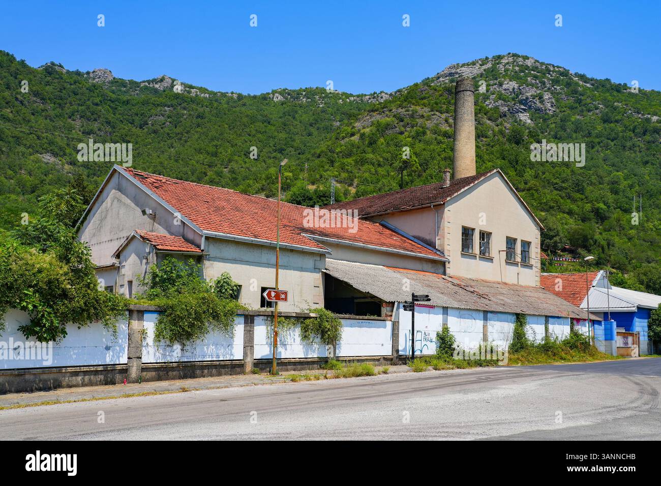 Old fish factory in the village of Rijeka Crnojevića in the mountains ...