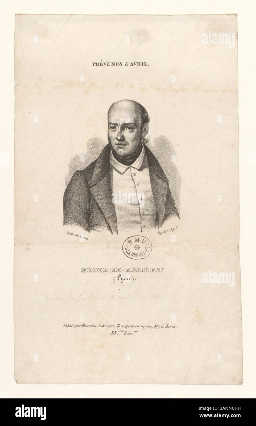 This lithograph from the Boyer collection, titled 'Prévenus d'Avril ...