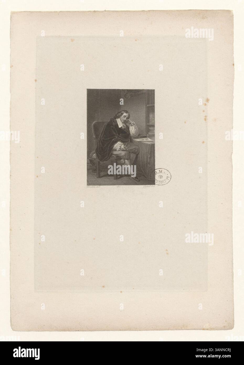 This intaglio print from the Boyer collection depicts Blaise Pascal ...