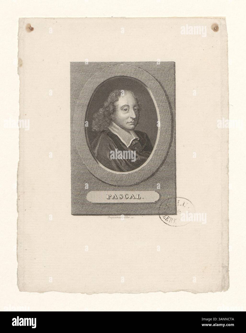This intaglio print from the Boyer collection showcases Blaise Pascal ...