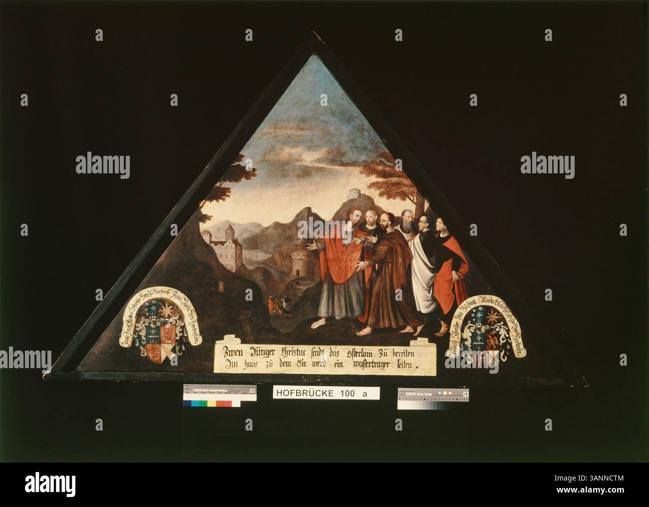 This painting depicts Jesus sending two disciples to prepare for the ...