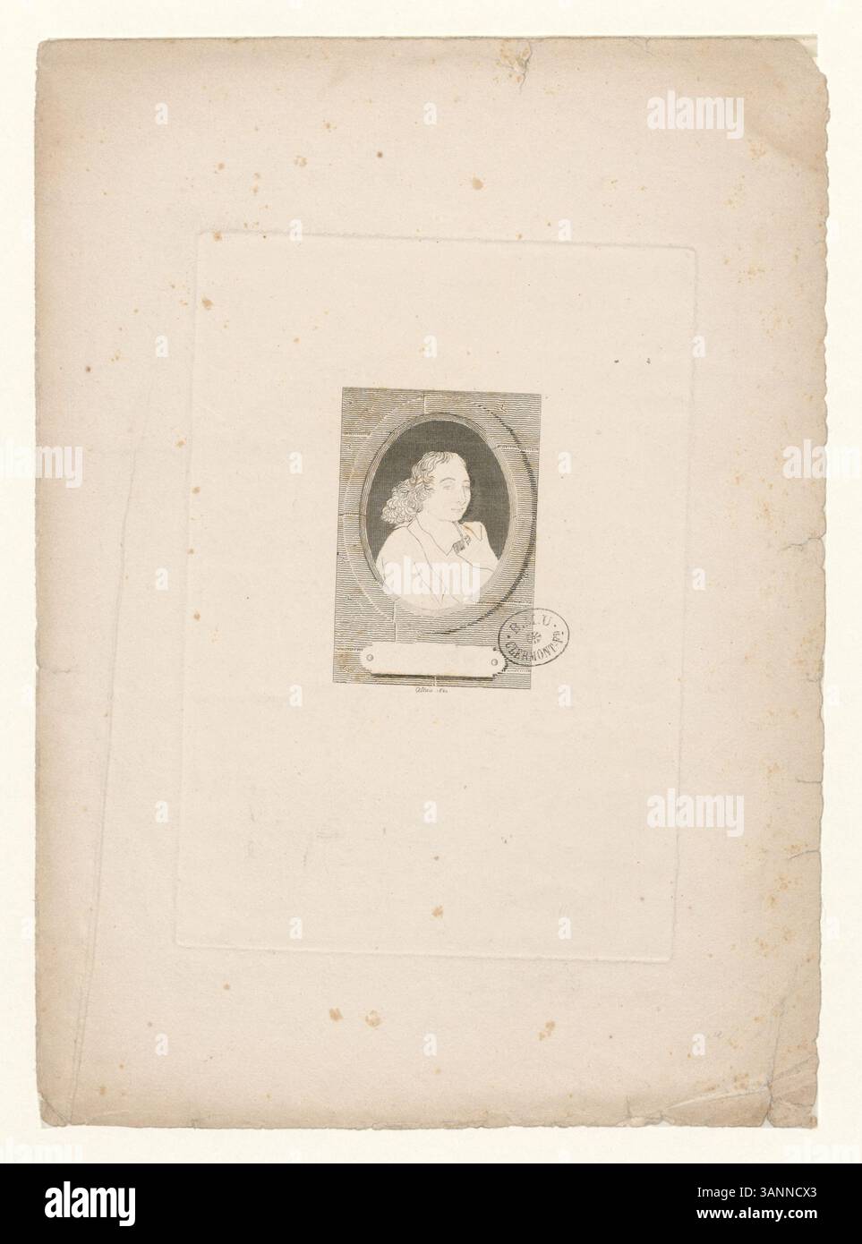 This intaglio print from the Boyer collection features Blaise Pascal, a ...