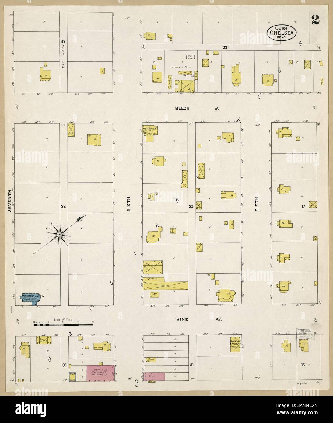 Sanborn Fire Insurance map of Chelsea, Rogers County, Oklahoma, created ...