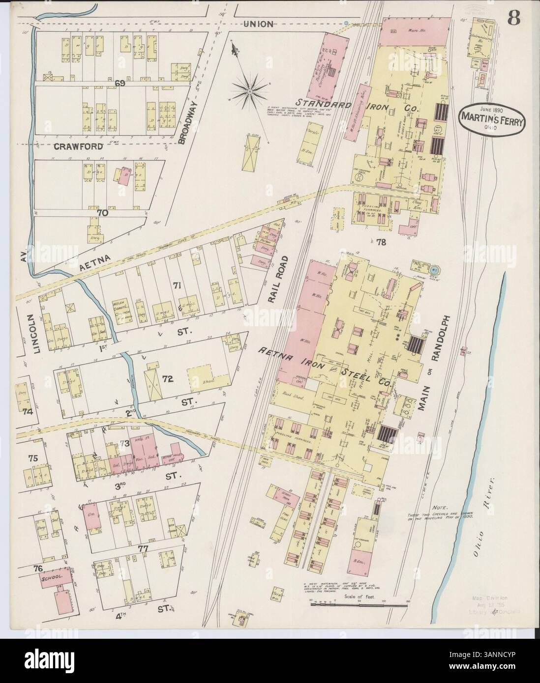 The June 1890 Sanborn Fire Insurance Map of Martins Ferry, Ohio ...