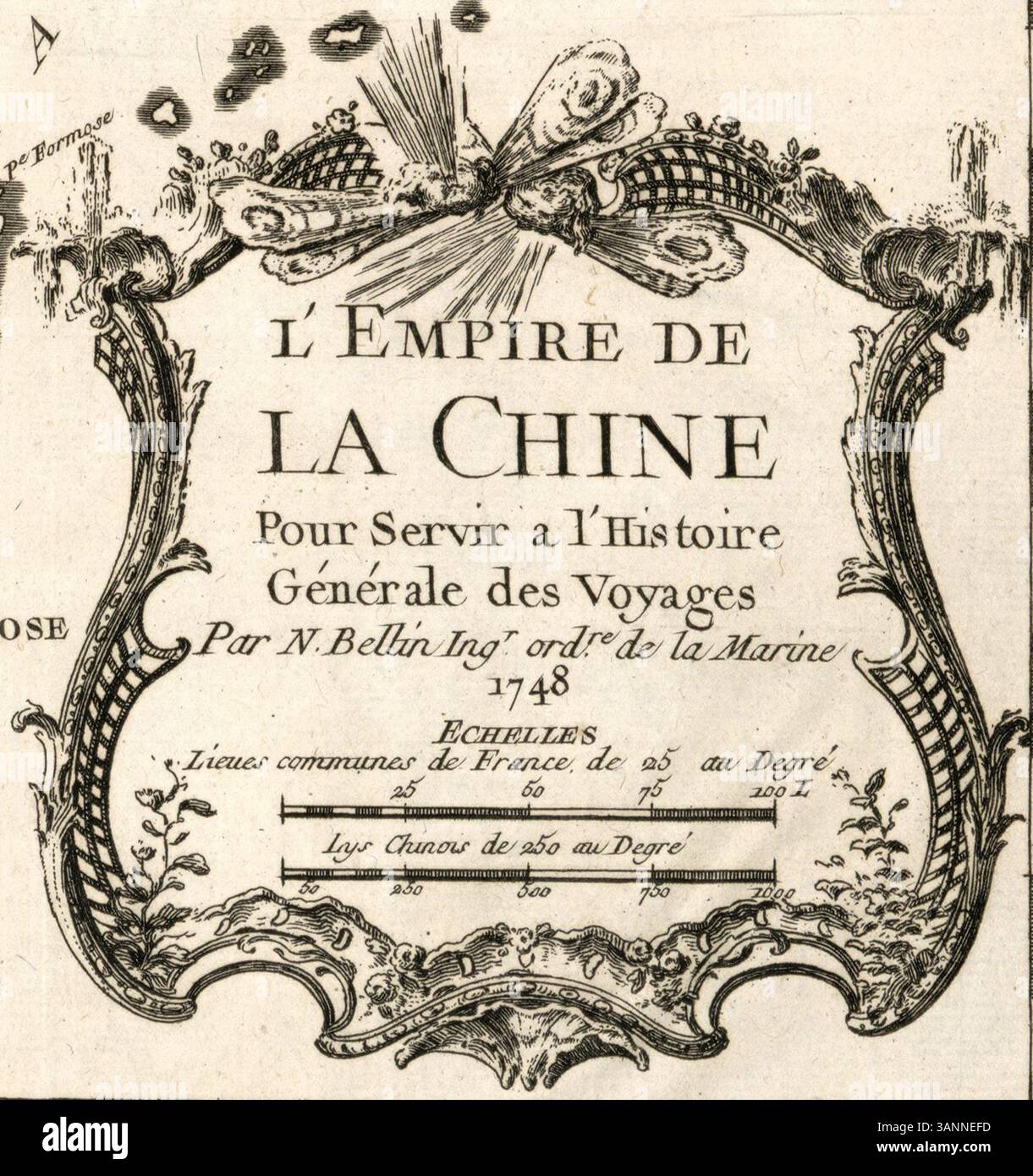 A 1748 map by Nicolas Bellin, 'L'Empire de la Chine,' features a ...